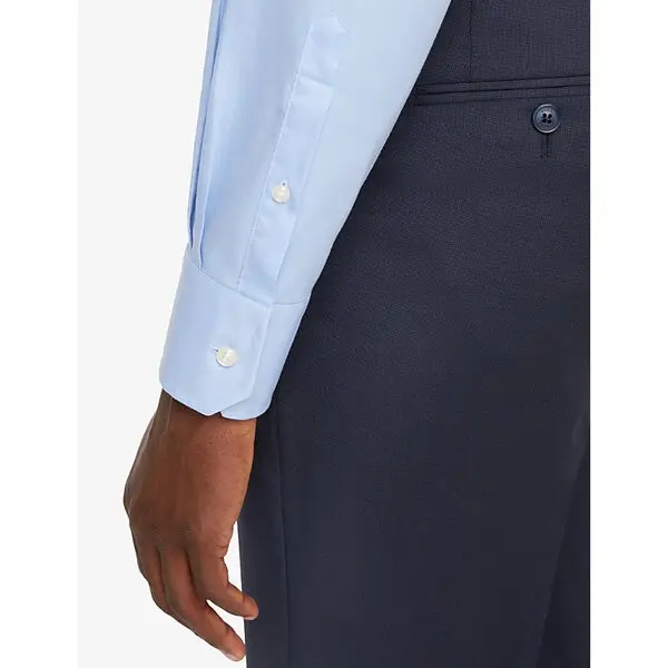 Boggi Milano Point-collar Slim Fit Cotton-twill Shirt - Light Blue