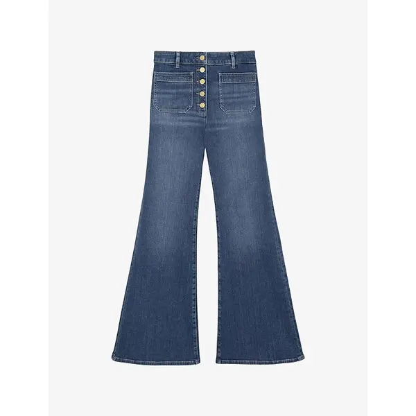 REISS Cali Flared Stretch-denim Jeans - Mid Blue