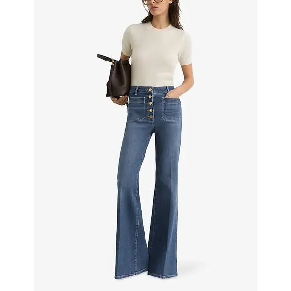 REISS Cali Flared Stretch-denim Jeans - Mid Blue
