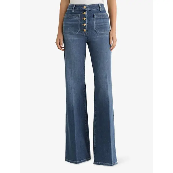 REISS Cali Flared Stretch-denim Jeans - Mid Blue
