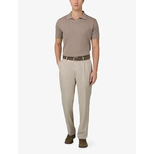 Boggi Milano Ribbed Relaxed-fit Cotton And Silk Polo Shirt Xxl