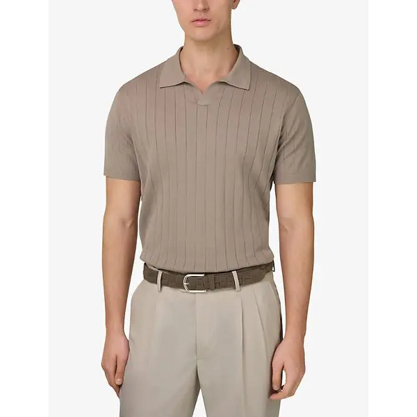 Boggi Milano Ribbed Relaxed-fit Cotton And Silk Polo Shirt Xxl