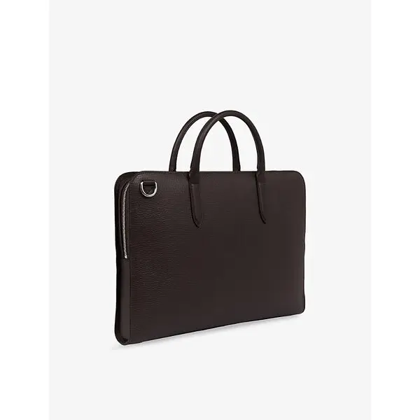 Smythson Ludlow Ultra-slim Leather Briefcase - Dark Brown