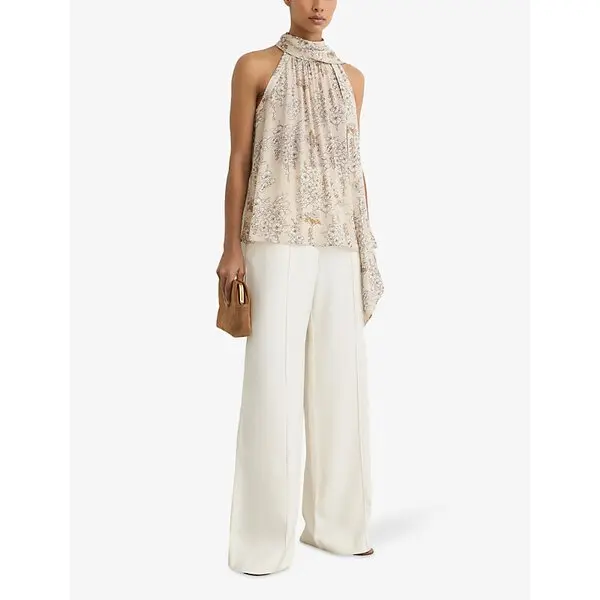 REISS Josie Halterneck Woven Top
