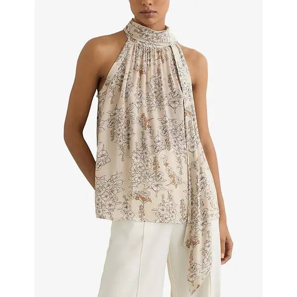 REISS Josie Halterneck Woven Top