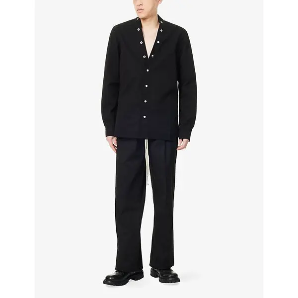 Rick Owens Larry Studded Cotton-canvas Shirt - Black