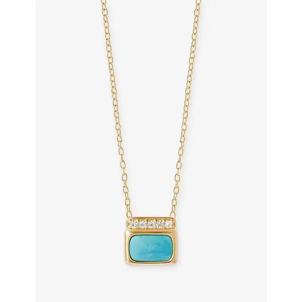Astley Clarke Aurora Ridge Turquoise Necklace - Yellow Gold Vermeil