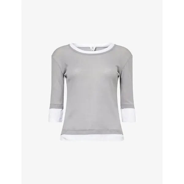 Gimaguas Gemma Double-edge Cotton-jersey Top - Grey