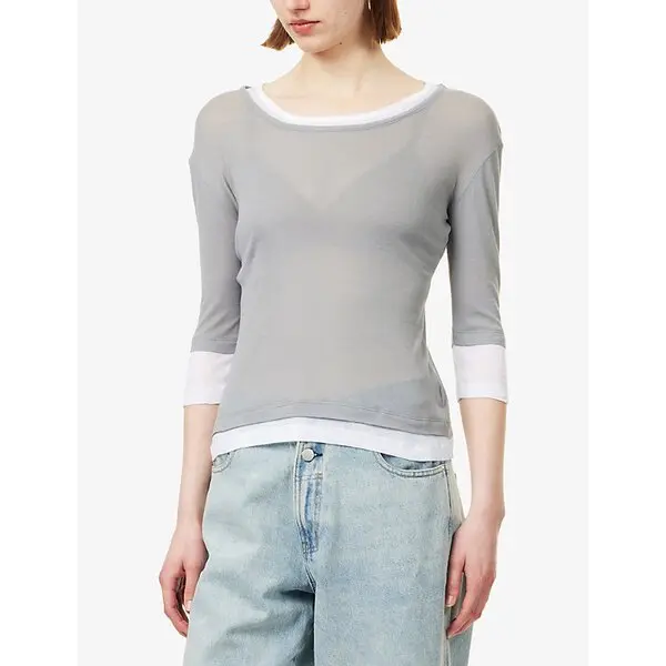 Gimaguas Gemma Double-edge Cotton-jersey Top - Grey