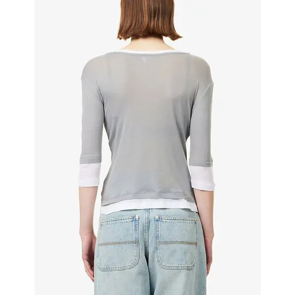 Gimaguas Gemma Double-edge Cotton-jersey Top - Grey