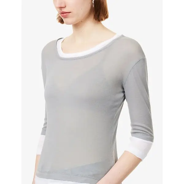 Gimaguas Gemma Double-edge Cotton-jersey Top - Grey