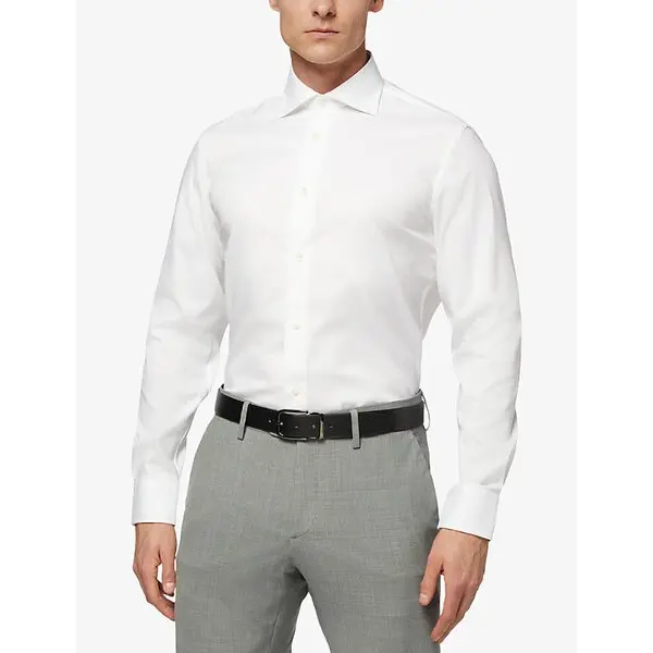 Boggi Milano Point-collar Slim Fit Cotton Shirt
