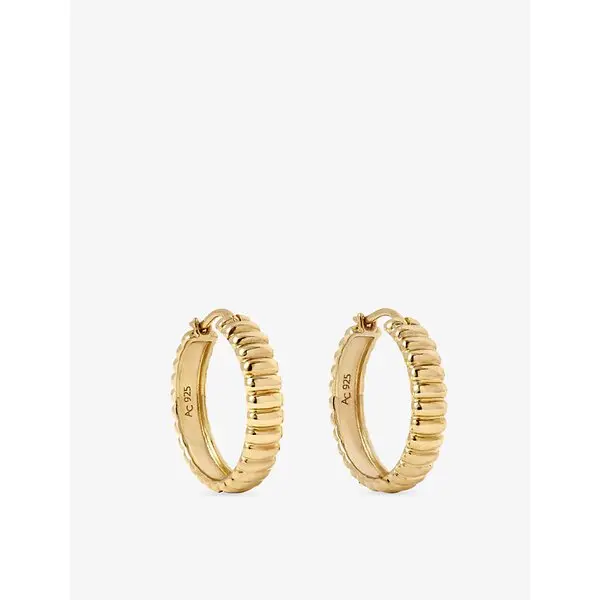 Astley Clarke Aurora Ridge 18ct Gold Vermeil Hoop Earrings - Yellow Gold Vermeil