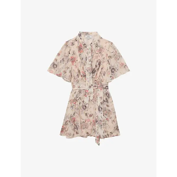 REISS Luna Floral-print Woven Mini Dress