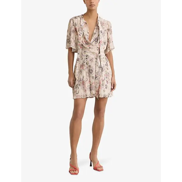 REISS Luna Floral-print Woven Mini Dress