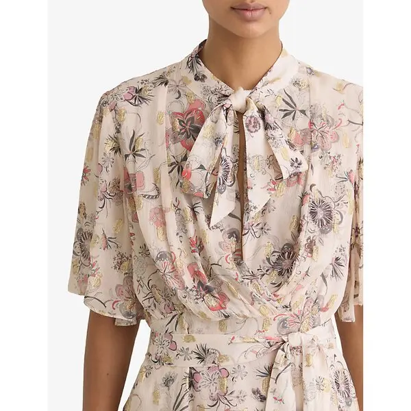 REISS Luna Floral-print Woven Mini Dress