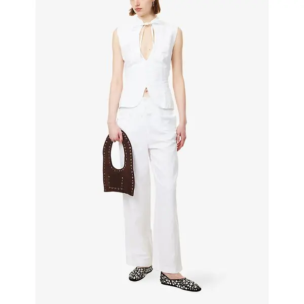 Gimaguas Coco Open-back Cotton-linen Top - White