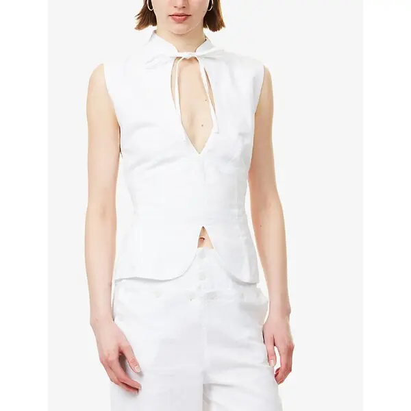 Gimaguas Coco Open-back Cotton-linen Top - White