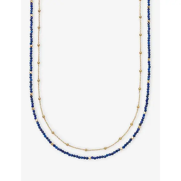 Astley Clarke Biography Lapis Lazuli Beaded Necklace - Yellow Gold Vermeil
