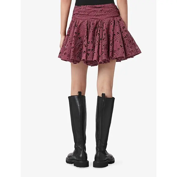 ALLSAINTS Dotty Gathered-waist Woven Mini Skirt - Raspberry Pink