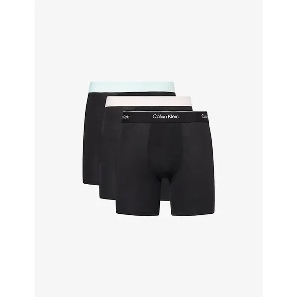 Calvin Klein Icon Pack Of Three Stretch-cotton Boxer Briefs - Multi