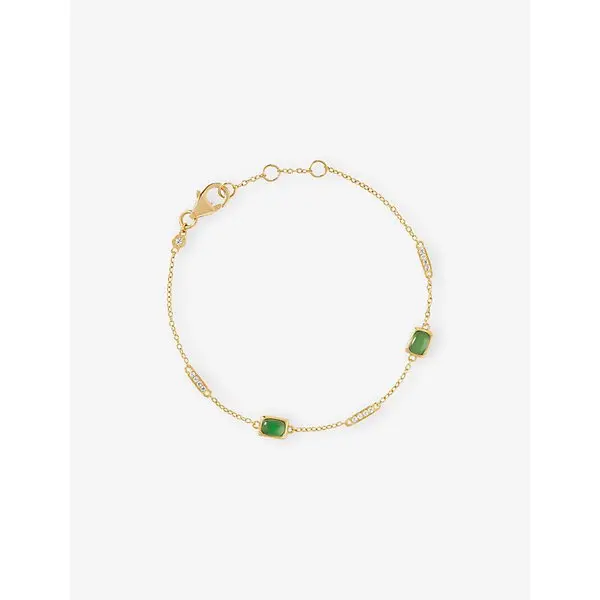 Astley Clarke Aurora Ridge Green Chalcedony And White Sapphire Bracelet - Yellow Gold Vermeil