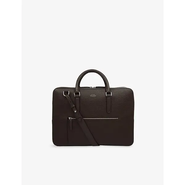 Smythson Ludlow Large Leather Briefcase - Dark Brown