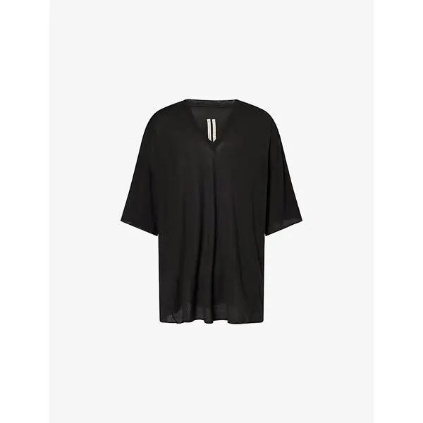 Rick Owens Tommy V-neck Cotton T-shirt - Black