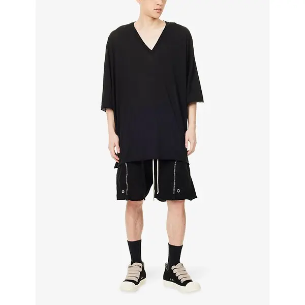 Rick Owens Tommy V-neck Cotton T-shirt - Black