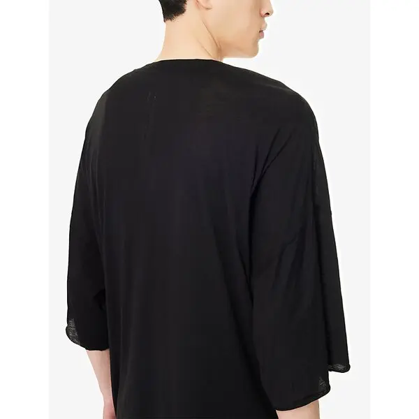 Rick Owens Tommy V-neck Cotton T-shirt - Black