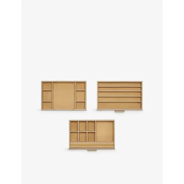 Smythson Panama Three-drawer Leather Jewellery Box - Sandstone