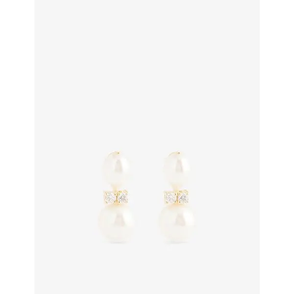 Completedworks Pearl And Cubic Zirconia Drop Earrings - Gold