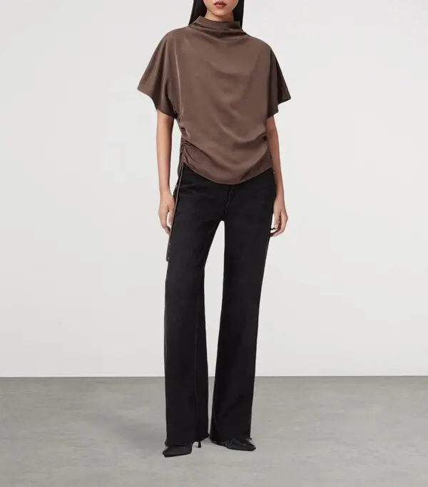 ALLSAINTS Draped Leslie Top - Brown
