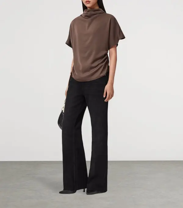 ALLSAINTS Draped Leslie Top - Brown