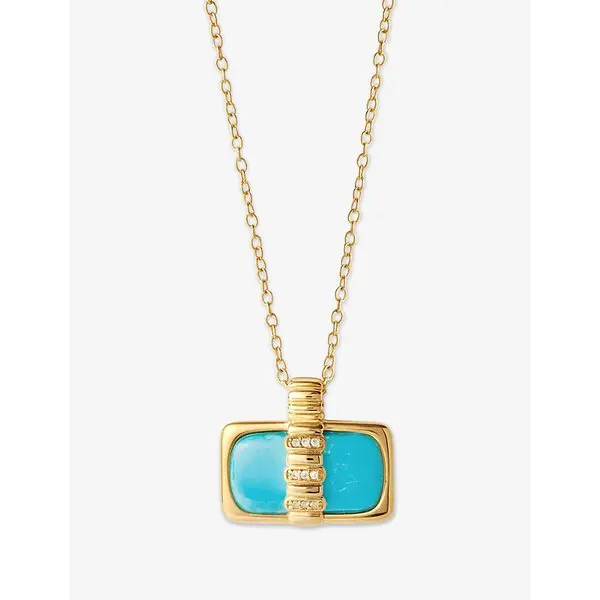 Astley Clarke Aurora Ridge Turquoise And White Sapphire Pendant Necklace - Yellow Gold Vermeil