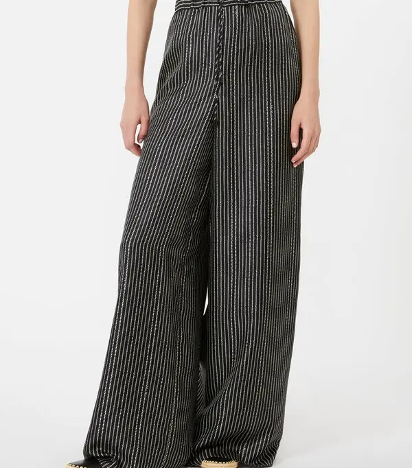 Max Mara Silk Stripe Drawstring Trousers - Black