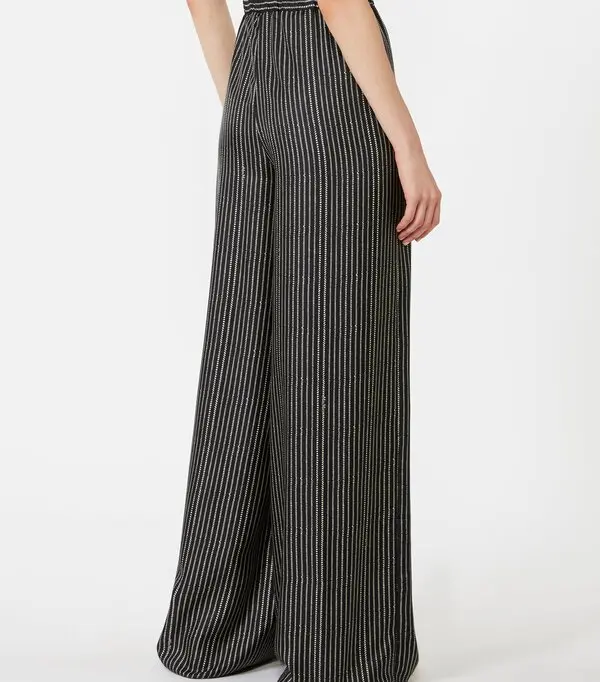 Max Mara Silk Stripe Drawstring Trousers - Black