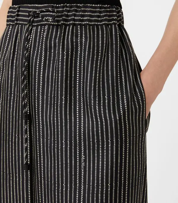 Max Mara Silk Stripe Drawstring Trousers - Black