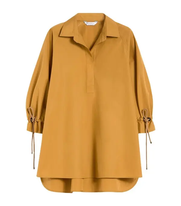 Max Mara Cotton Poplin Drawstring Blouse - Brown