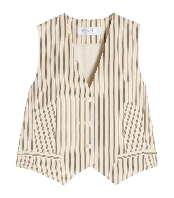 Max Mara Cotton-silk Striped Waistcoat - Beige