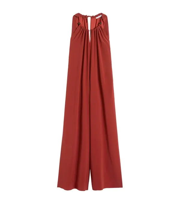 Max Mara Satin Halterneck Jumpsuit - Red