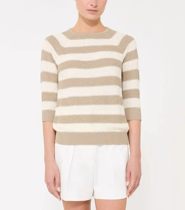 Max Mara Striped Cotton Sweater - White