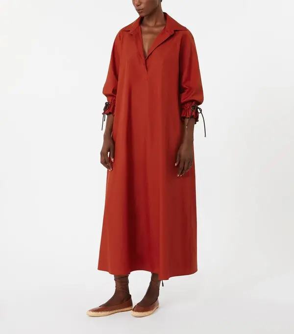 Max Mara Cotton Poplin Midi Shirt Dress - Red