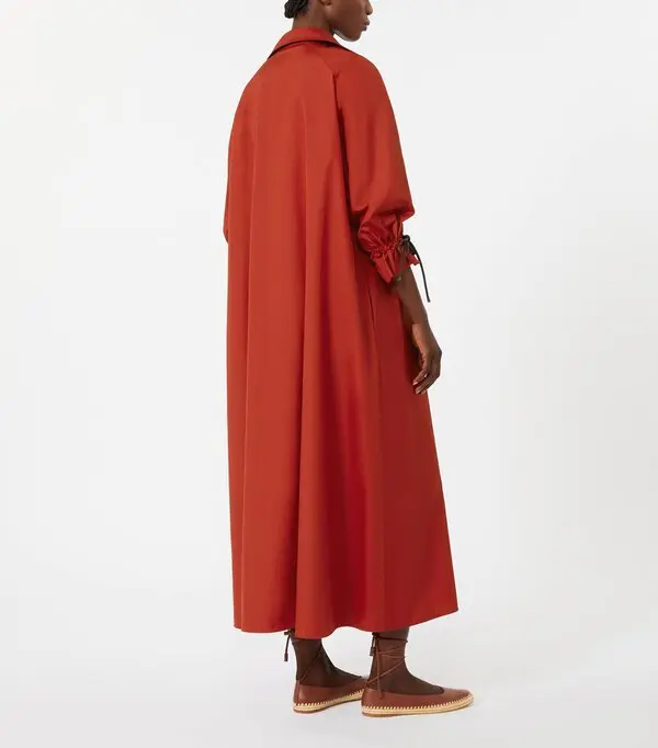 Max Mara Cotton Poplin Midi Shirt Dress - Red