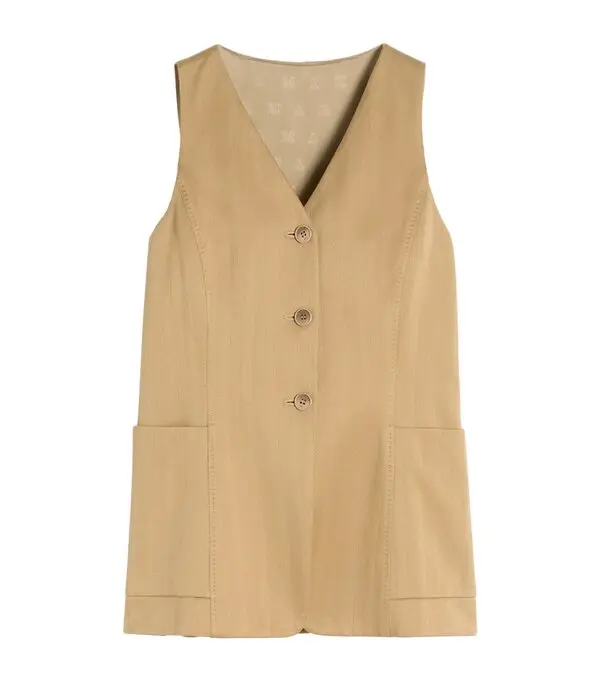 Max Mara Cotton Stripe Waistcoat - Beige