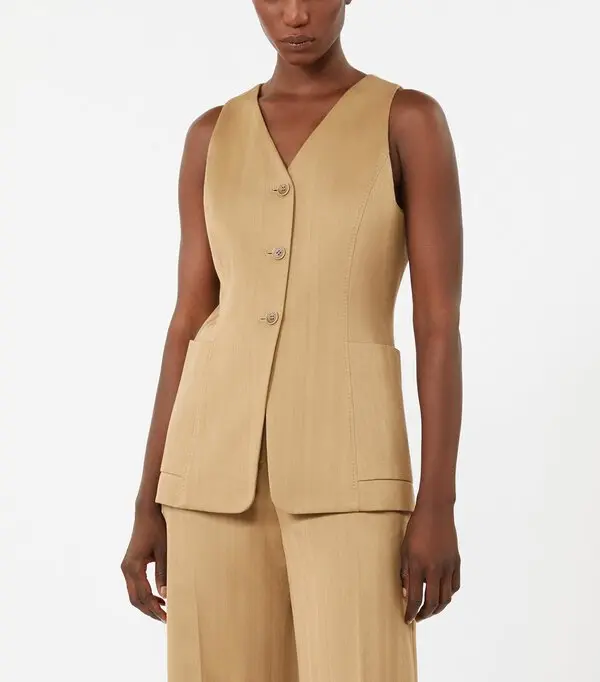 Max Mara Cotton Stripe Waistcoat - Beige