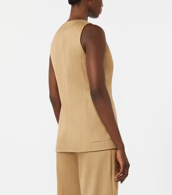 Max Mara Cotton Stripe Waistcoat - Beige