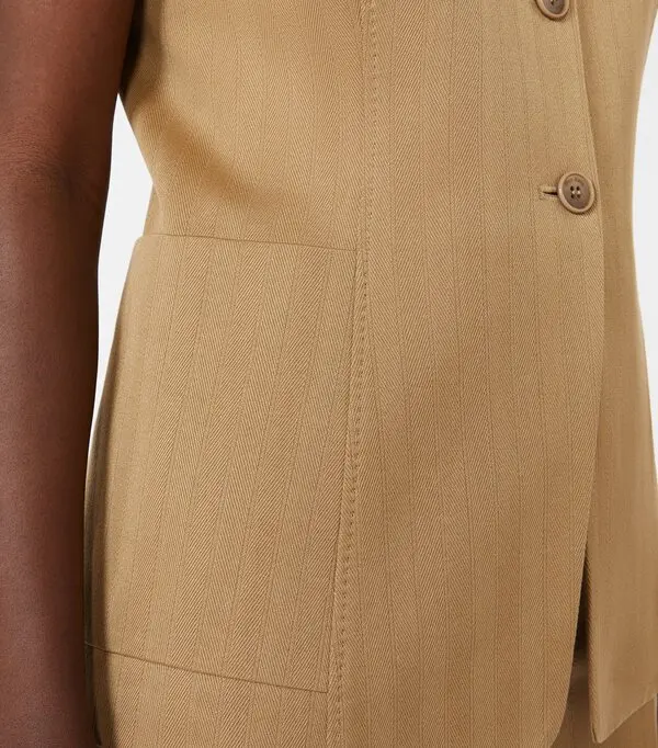 Max Mara Cotton Stripe Waistcoat - Beige