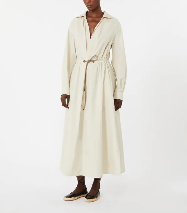 Max Mara Cotton Shirt Dress With Drawstring - Beige