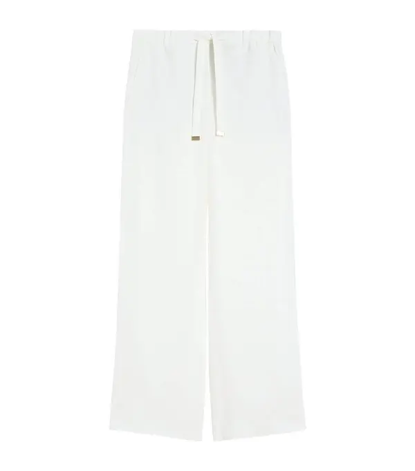 Max Mara Linen Drawstring Trousers - White